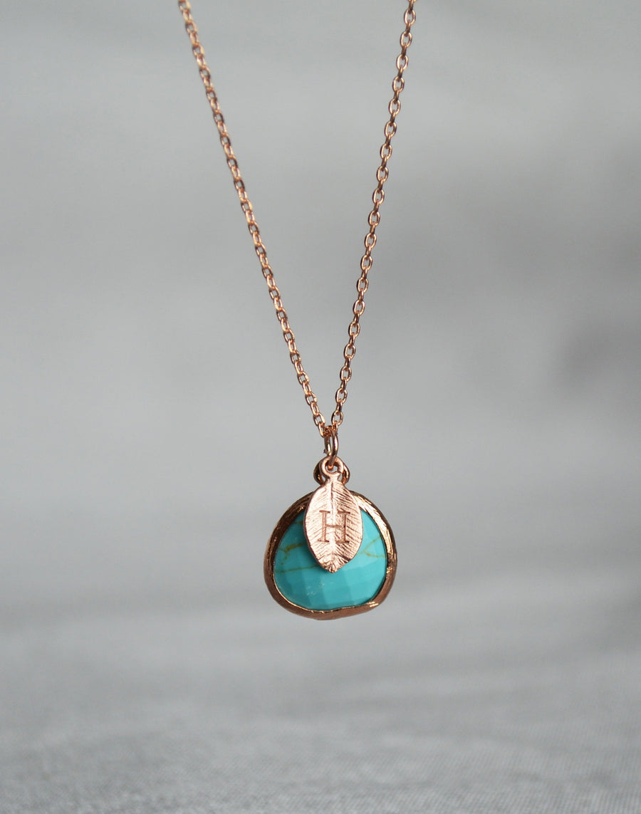 December Birthstone Necklace - Turquoise Birthstone Necklace, Custom I
